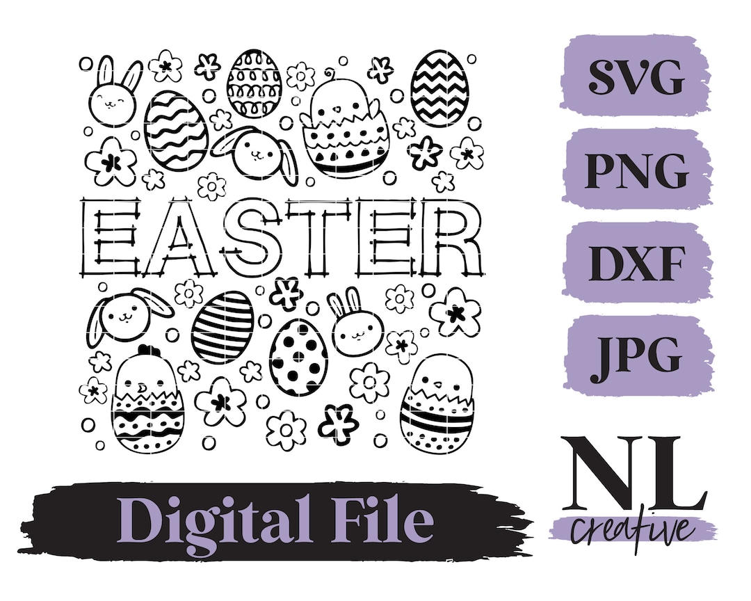 Easter Coloring Doodle SVG | Cricut, Silhouette, Sublimation - Etsy