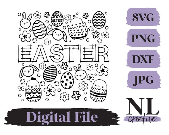 Easter Coloring Doodle SVG Cricut Silhouette Sublimation | Etsy