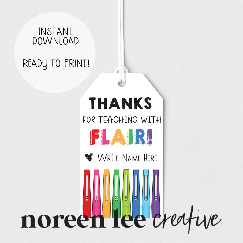 PRINTABLE Teacher Flair Pen Gift Tag End of School Year - Etsy