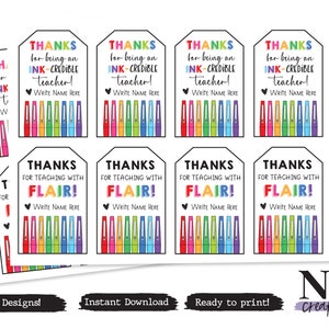 PRINTABLE Teacher Flair Pen Gift Tag | End of School Year Appreciation ...