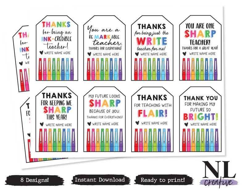 PRINTABLE Teacher Flair Pen Gift Tag | Teacher Appreciation | Instant ...