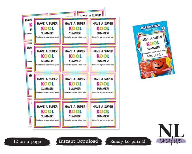 Teacher End of Year Kool Aid Label Student Gift Tag - Etsy