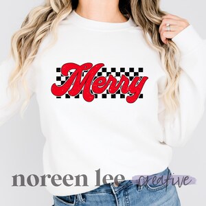 Retro Checkerboard Merry Christmas | Distressed and Non-distressed ...