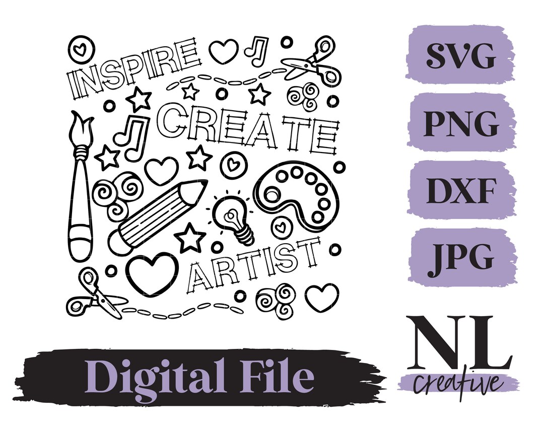 Art Coloring Doodle SVG | Cricut, Silhouette, Sublimation - Etsy