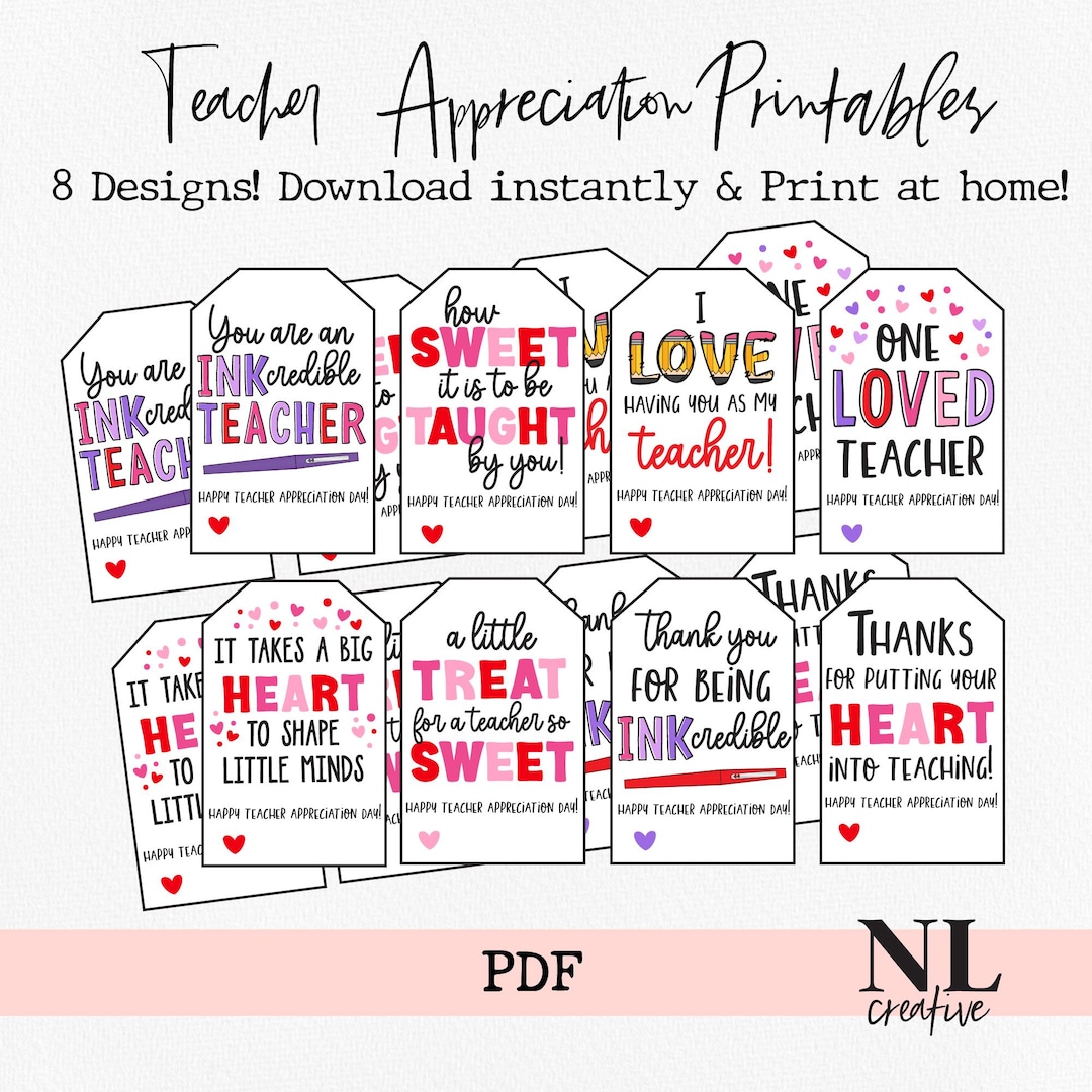 PRINTABLE Teacher Appreciation Gift Tag | Instant Download | Ready to ...
