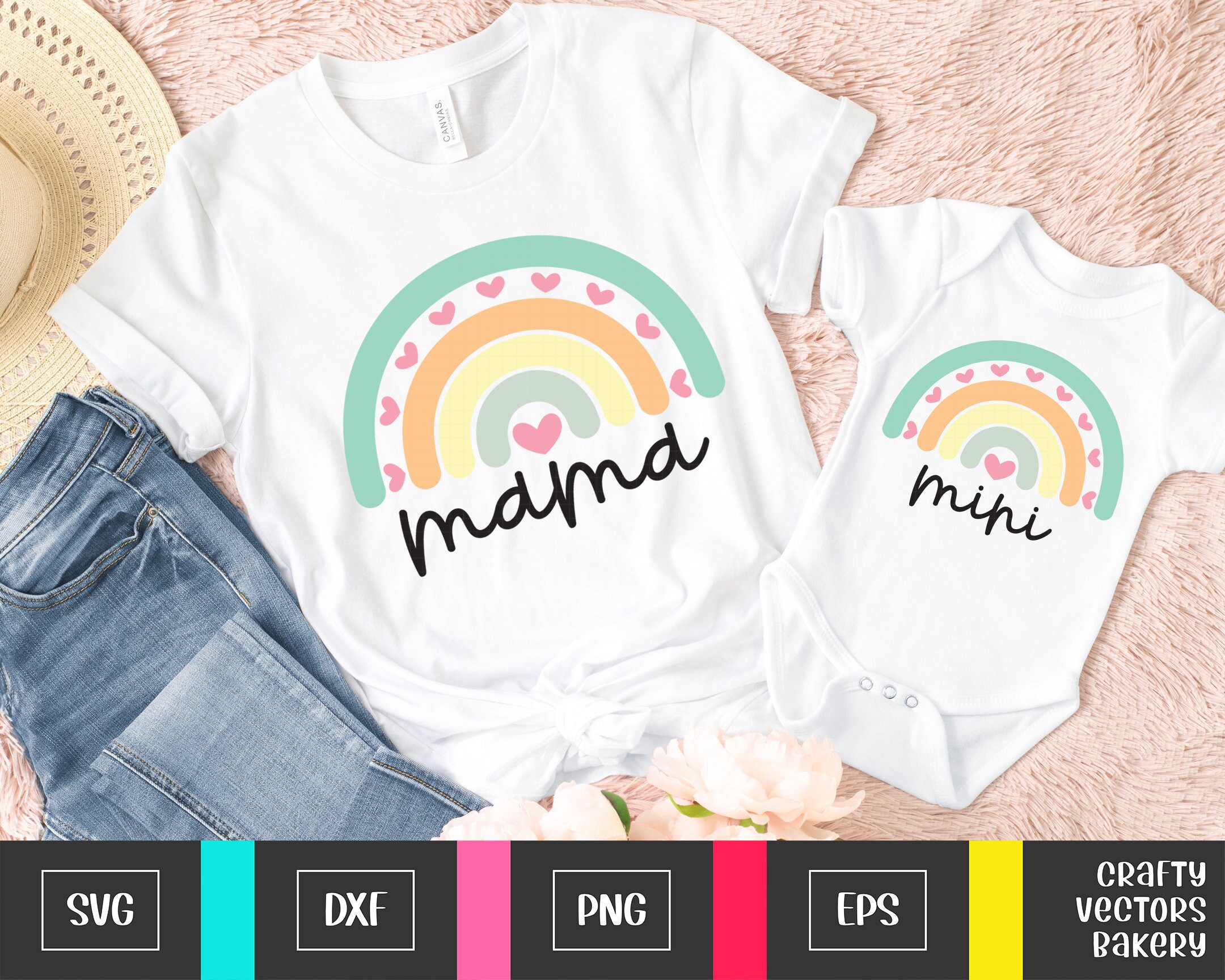 Mama Mini Svg Mom and Mini Rainbow for Shirt Mommy and Me | Etsy
