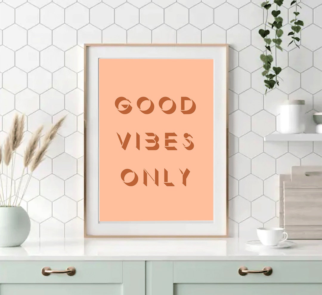 Good Vibes Only / Digital Download Print / Boho Wall Decor / Peach - Etsy