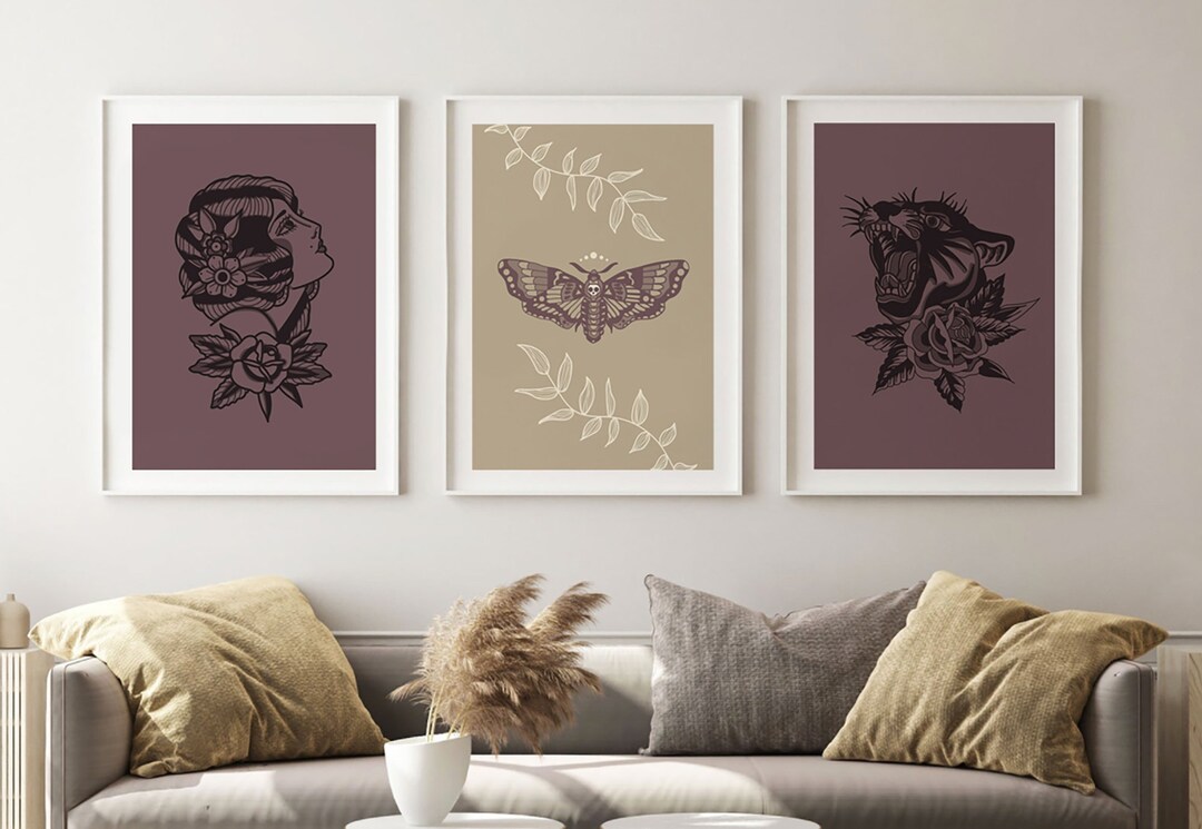 Traditional Tattoo Flash Art Print / Set of 3 / Digital Download ...