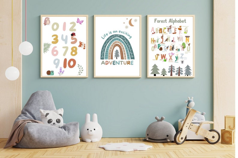Cute Alphabet, Children Wall Art, Educational Wall Art, Education ...