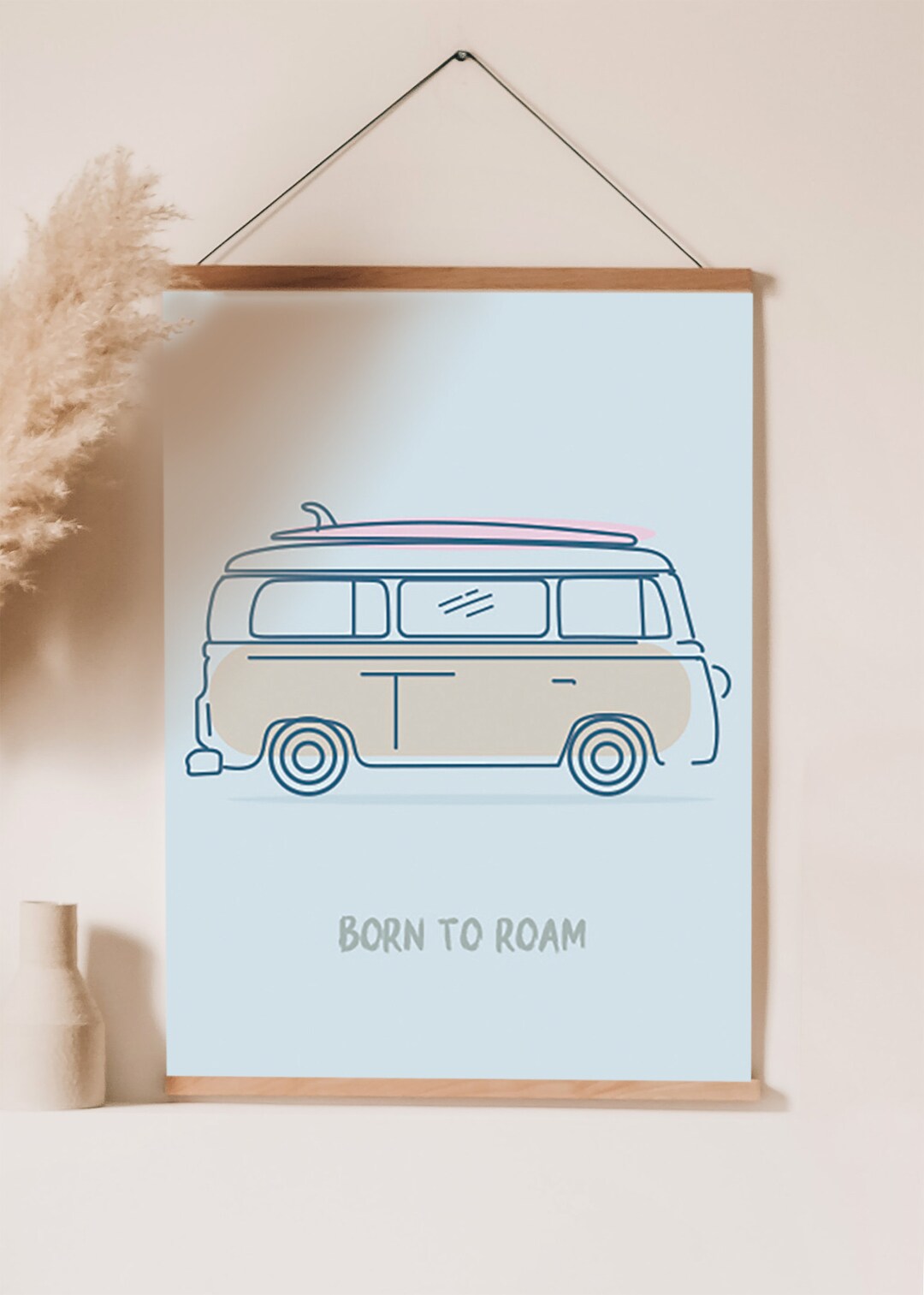 Vw Bus Wall Art / Digital Download / Surf Print / Pastel Wall Art - Etsy