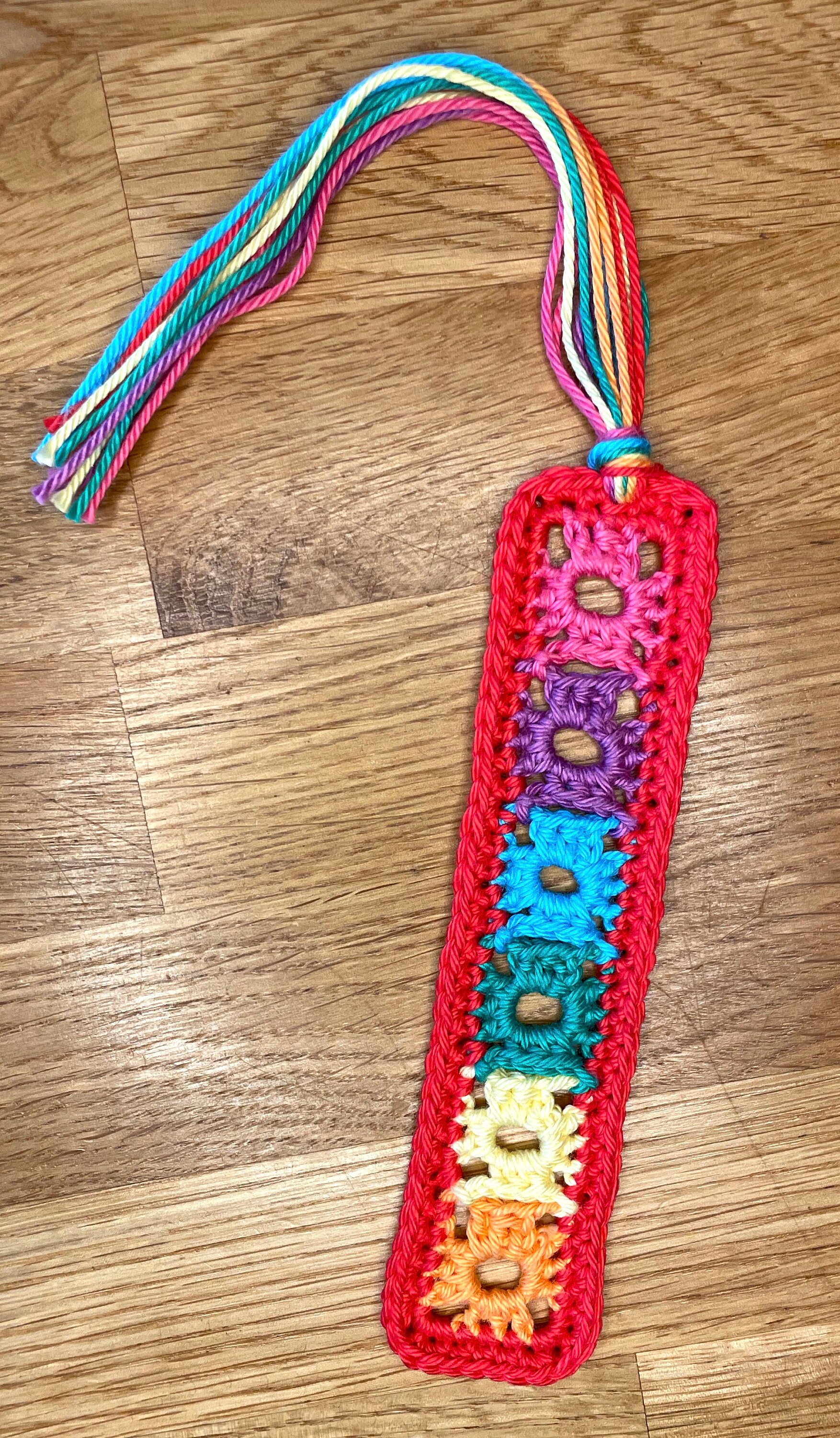 Rainbow Granny Square Bookmark Pattern, Crochet Bookmark Pattern ...
