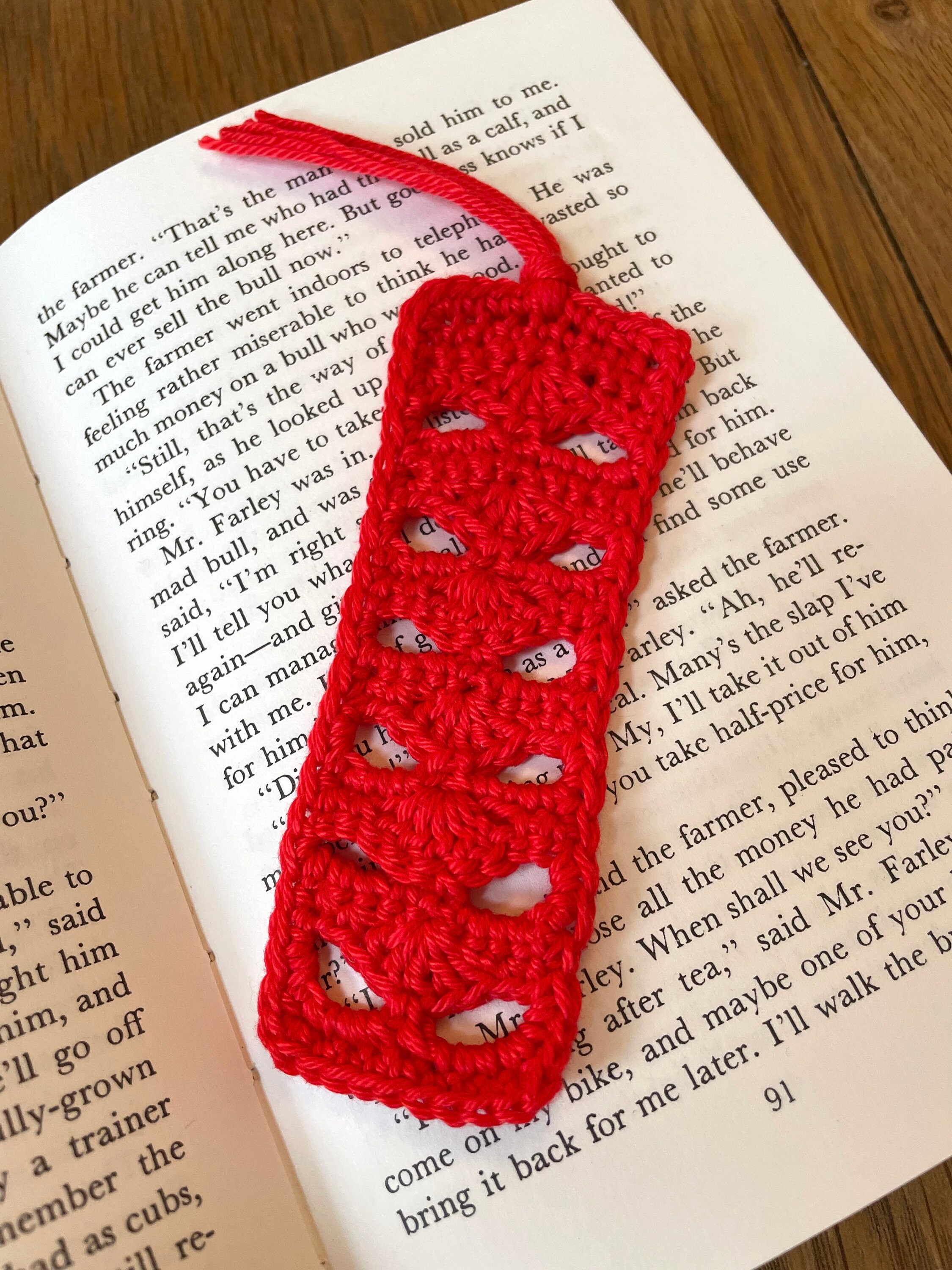 Red Crochet Cotton Bookmark, Crochet Bookmark Gift. Mothers Day Easter ...