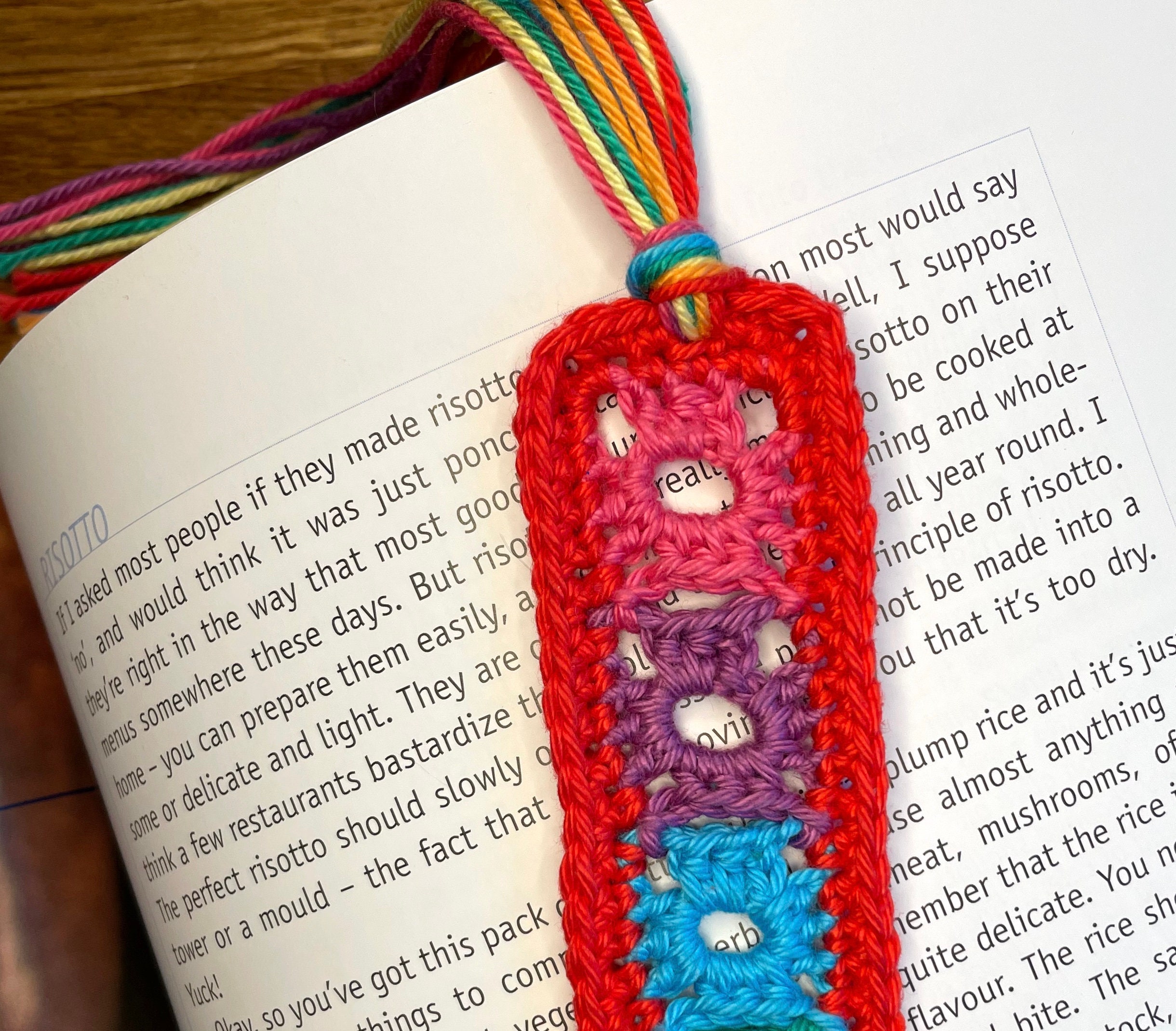 Rainbow Granny Square Bookmark Pattern, Crochet Bookmark Pattern ...