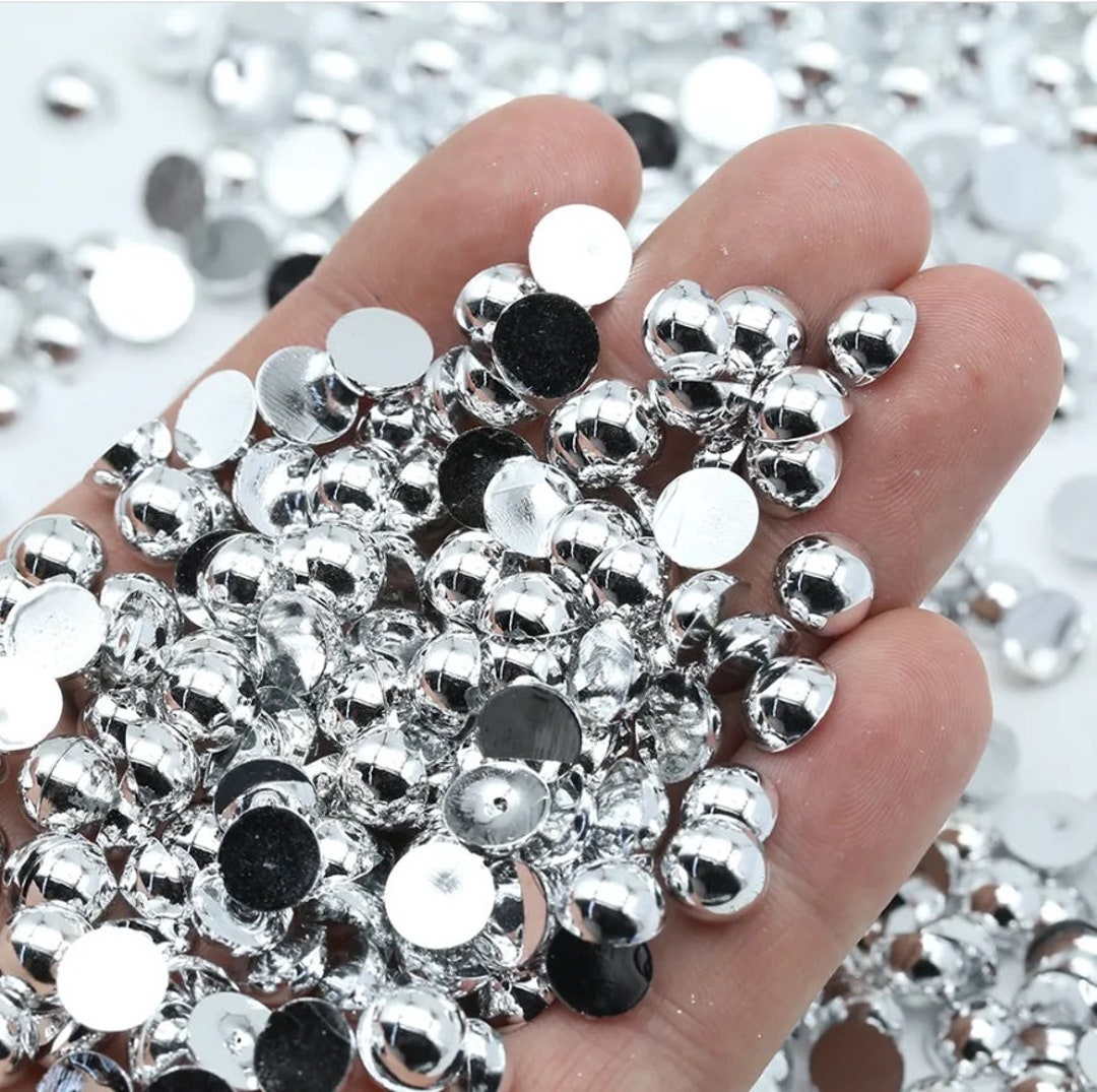 Half Round SILVER Flatback Pearl ABS - Etsy