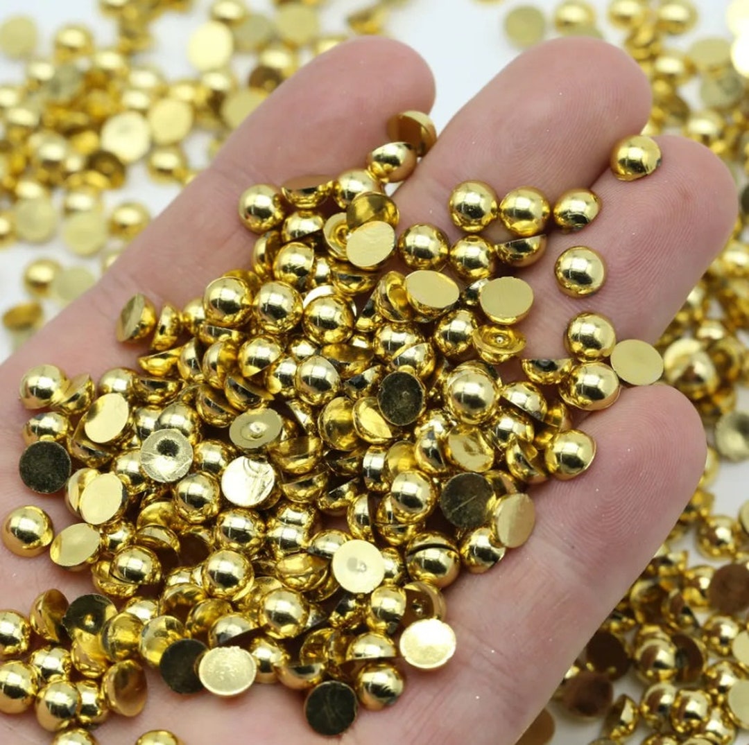 Half Round GOLD Flatback Pearl ABS - Etsy