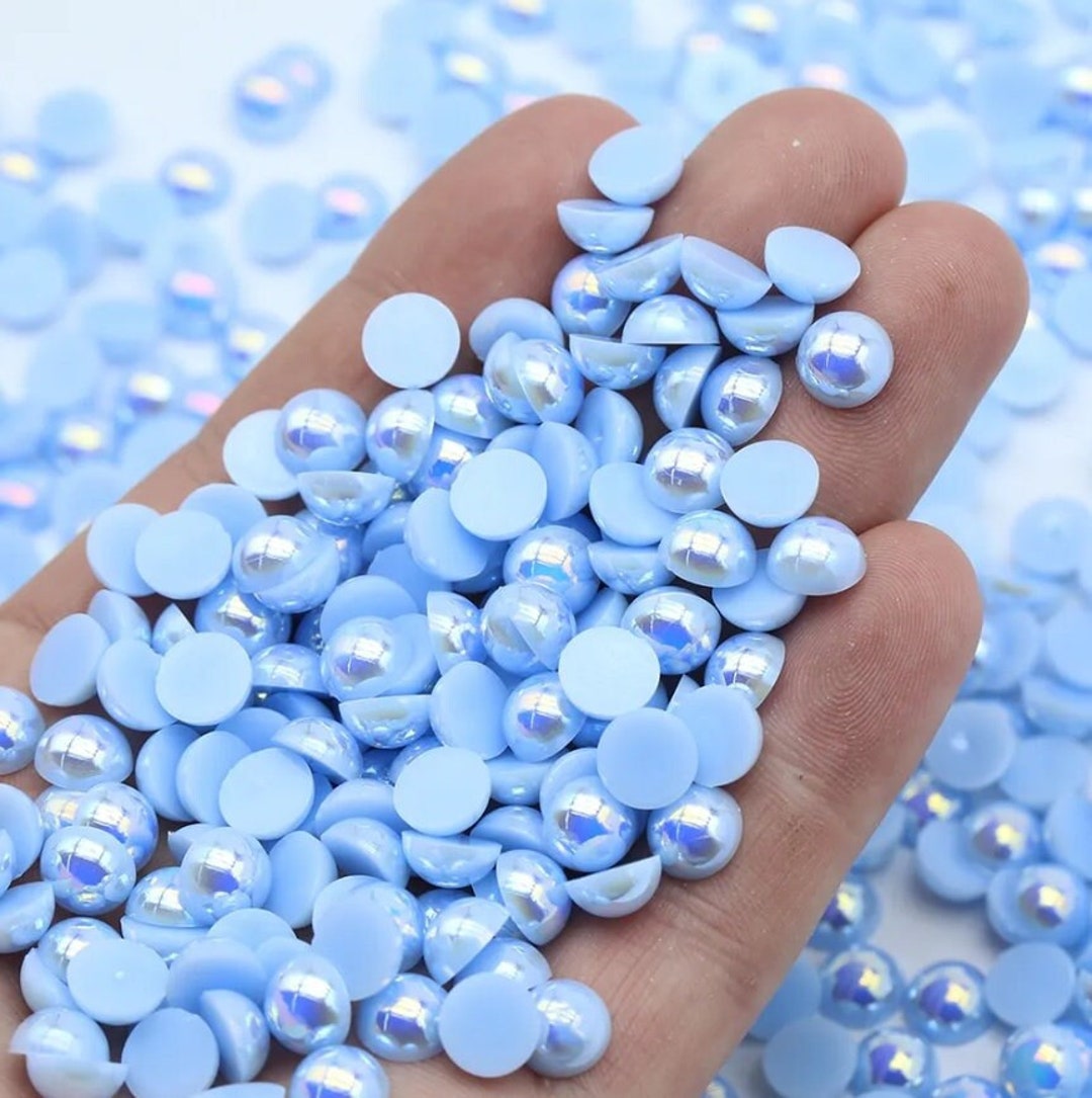 Half Round Light Blue AB Flatback Pearl ABS - Etsy