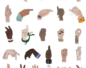 ASL Alphabet Drawings American Sign Language 54 Images All - Etsy