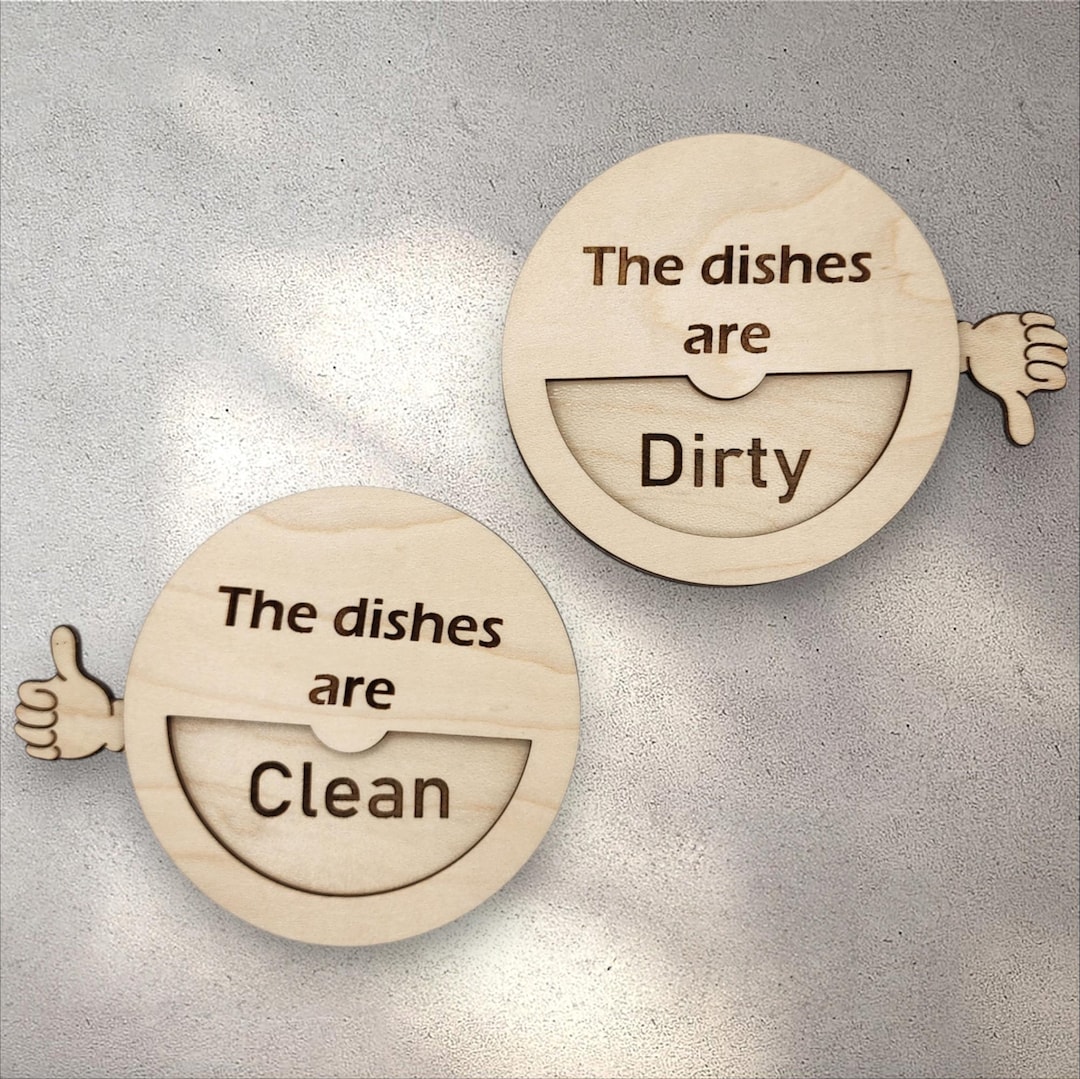 Dishwasher Magnet – Wooden Kitchen Sign | Clean & Dirty Dishes Movable ...