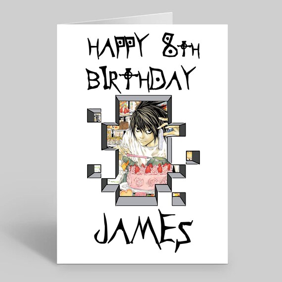 Materials Fabric New Personalised Deathnote Death Note Birthday Card ...
