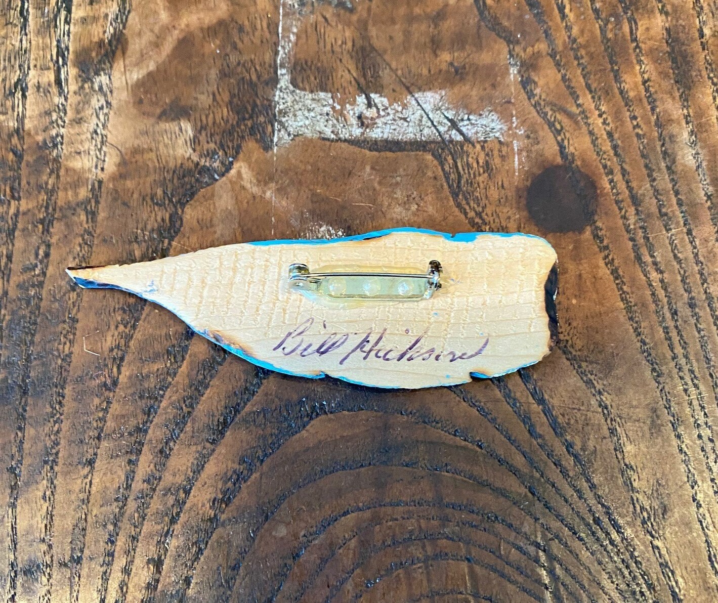 Hand Painted Feather Wood Pin Artist Bill Hickson - Etsy