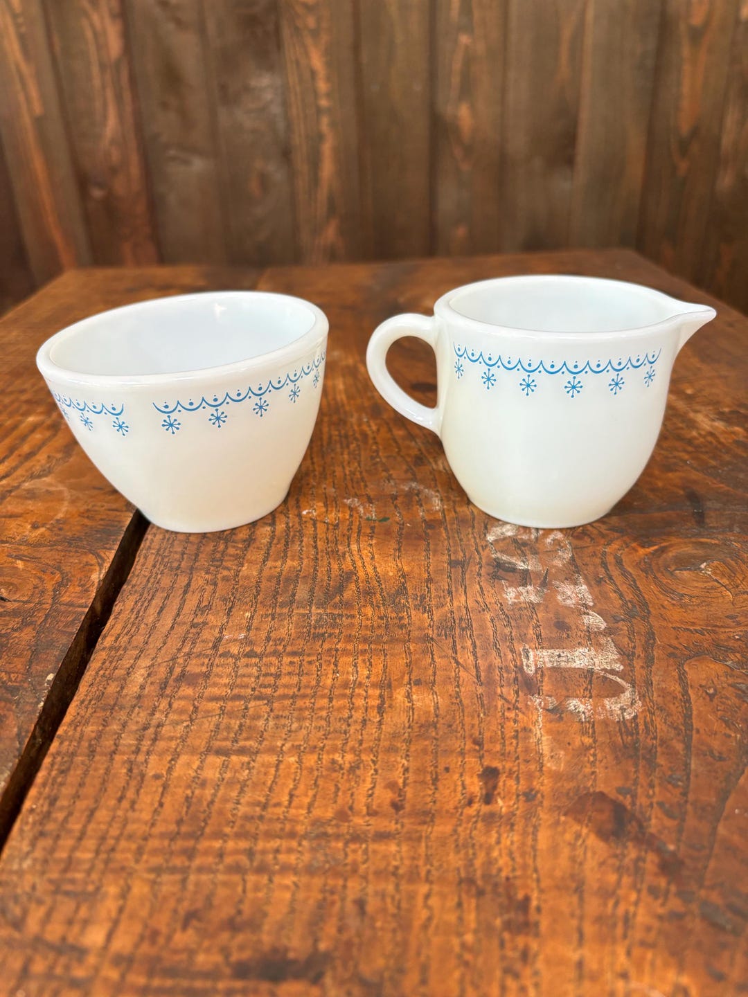 Corning Pyrex Blue and White Flakes Milk Glass Sugar & Cream - Etsy