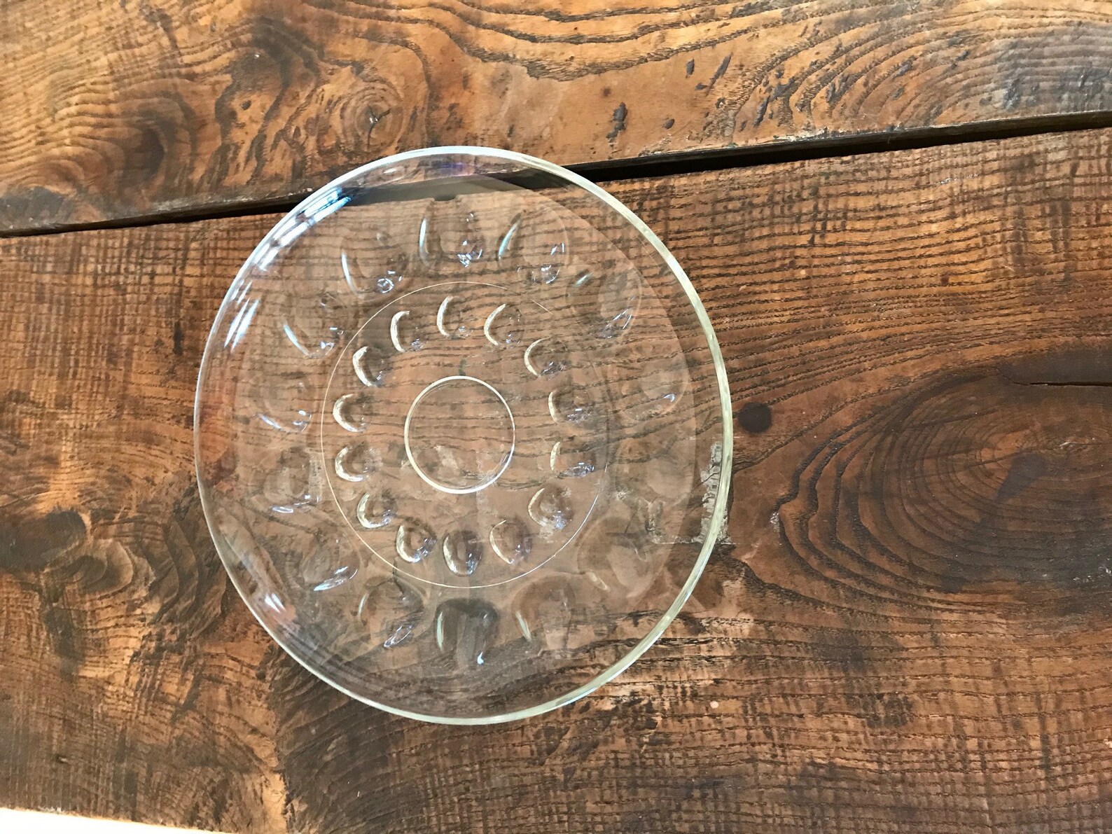 Vintage Clear Glass Plate With Bubble Concave Design Etsy