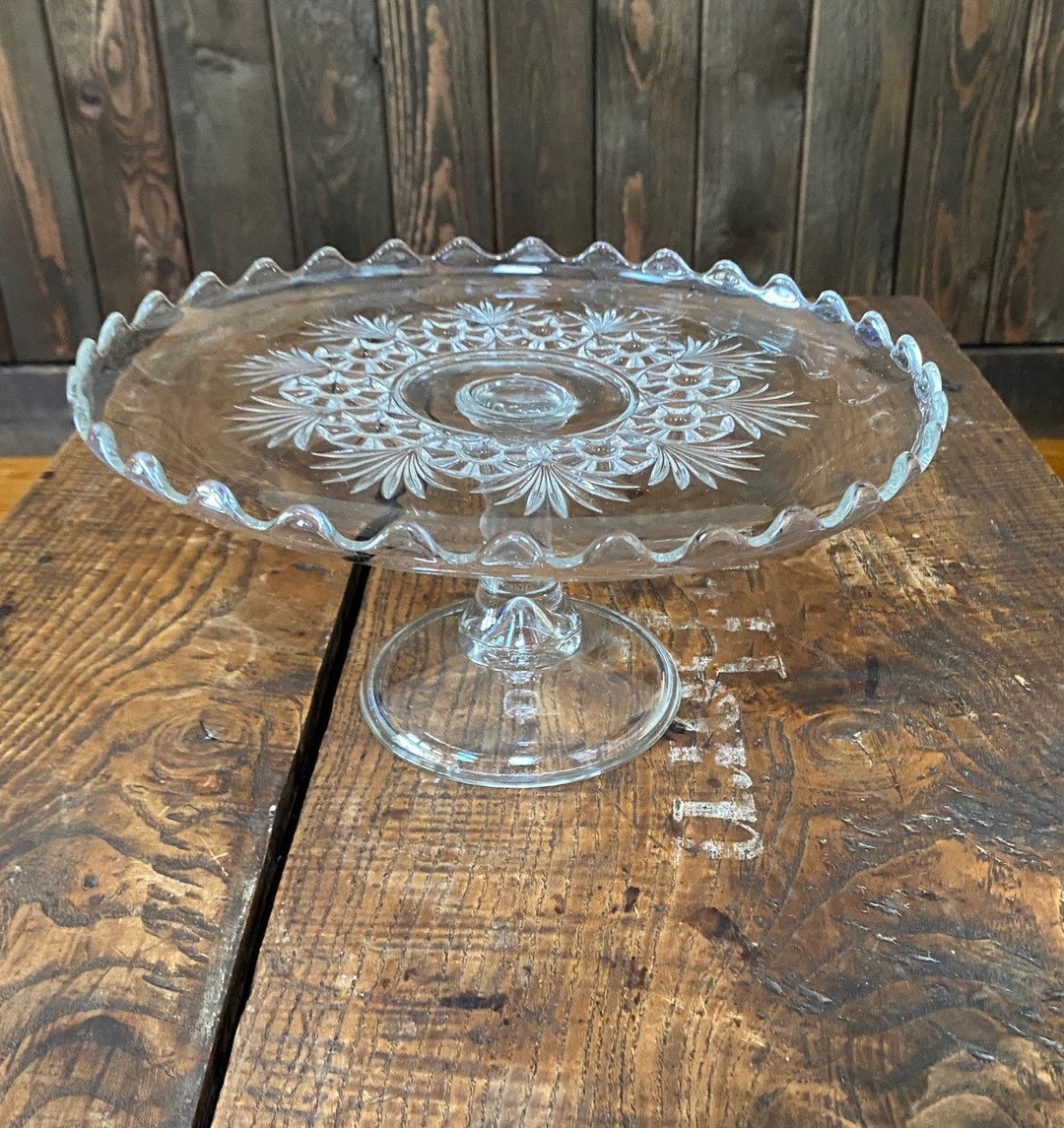 EAPG Bryce Higbee Charm Pattern Clear Glass Cake Stand - Etsy