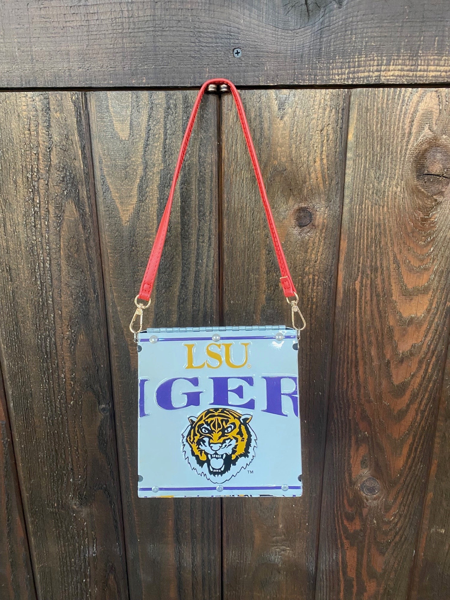 LSU Tigers License Plate Purse W/ Red Strap - Etsy
