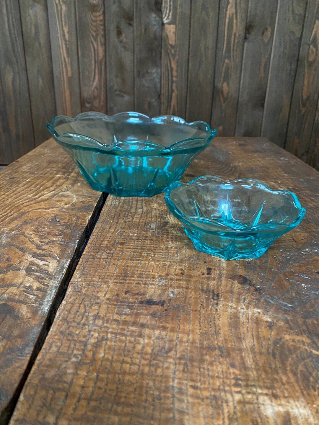 Vintage Anchor Hocking Aqua Blue Chip & Dip Set - Etsy
