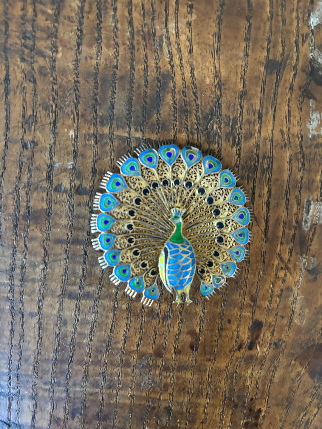Vintage Enamel Peacock Brooch Pin - Etsy