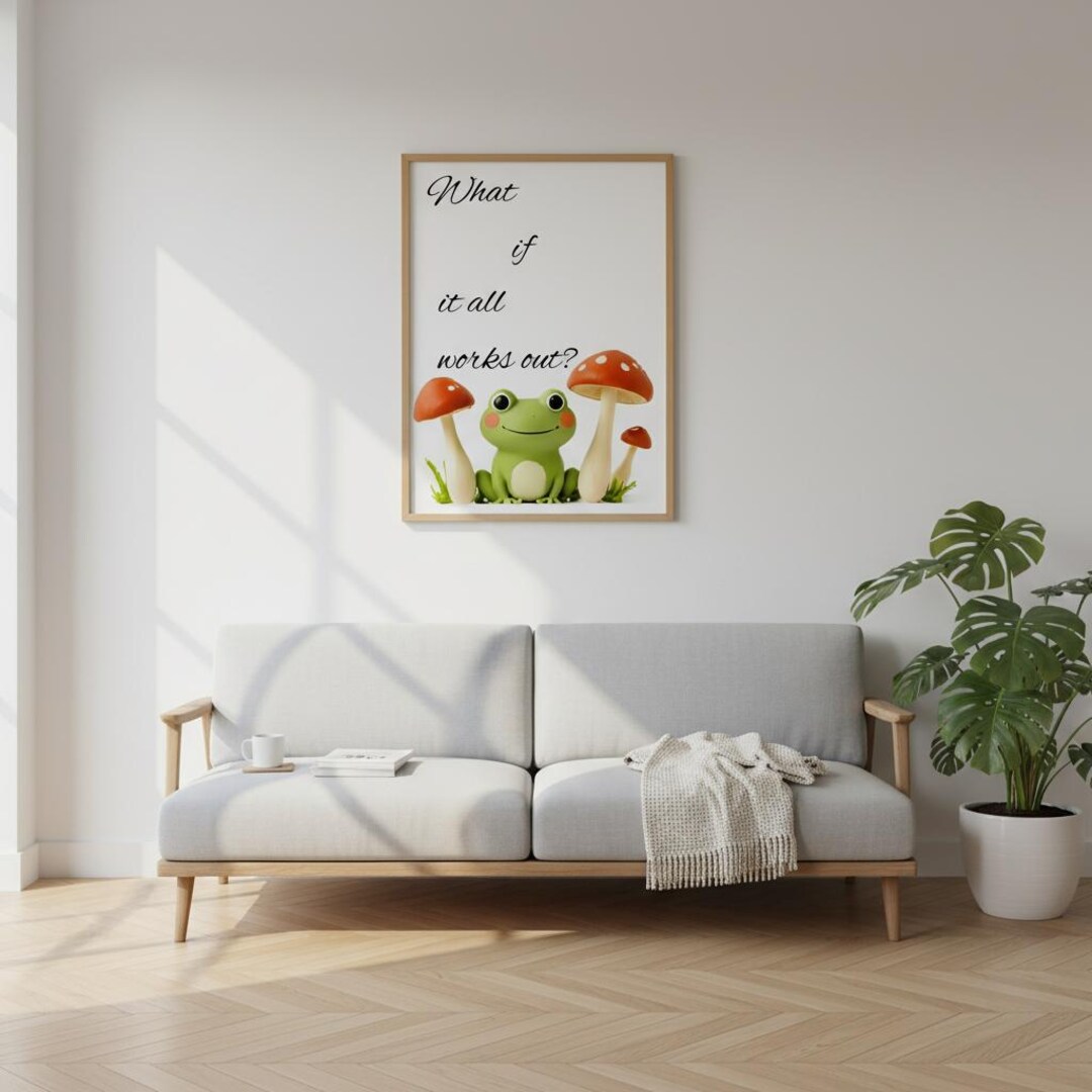 Cute Frog Poster - 'what If It All Works Out' - Uplifting Wall Art - Etsy