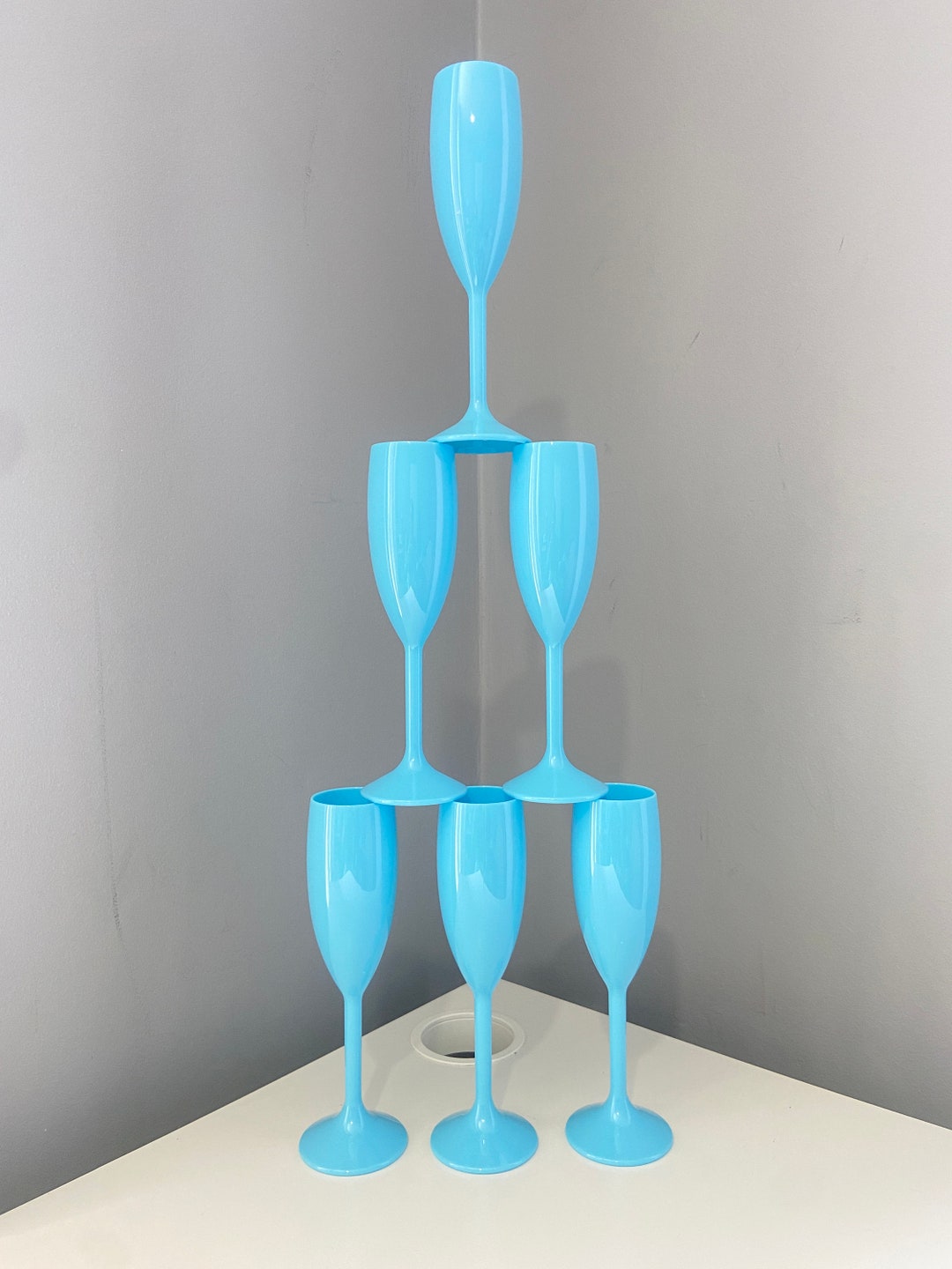 Light Blue Plastic Champagne Flutes Reusable 165ml Prosecco Glasses - Etsy