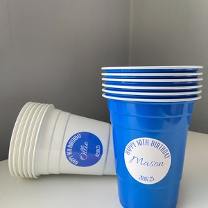 Personalized Beer Pong Cups: Customizable Birthday Party Stickers, 16oz ...
