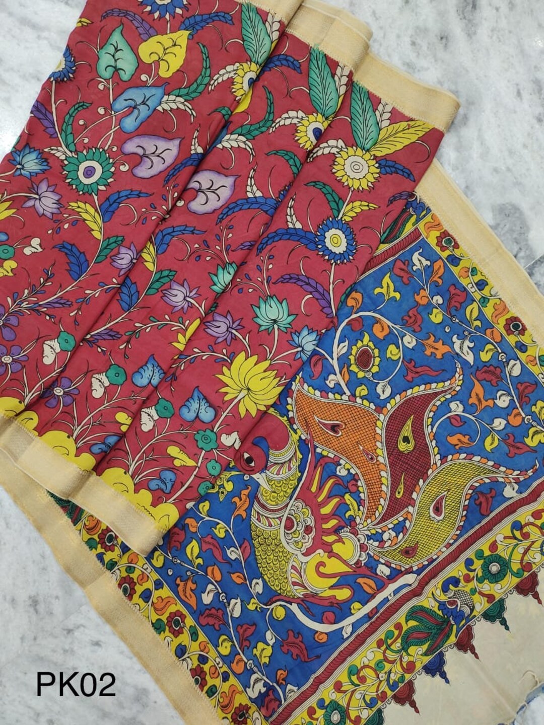 Pure Silk Pen Kalamkari Saree - Etsy