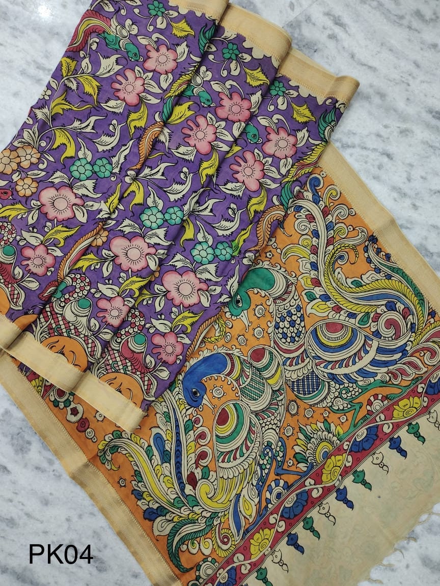 Pure Silk Pen Kalamkari Saree - Etsy