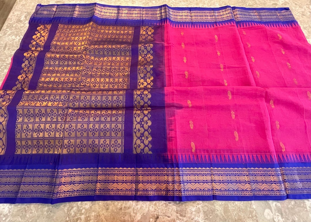 Handloom Gadwall Cotton Saree. Fall, Pico and Tassels Done. No Blouse ...