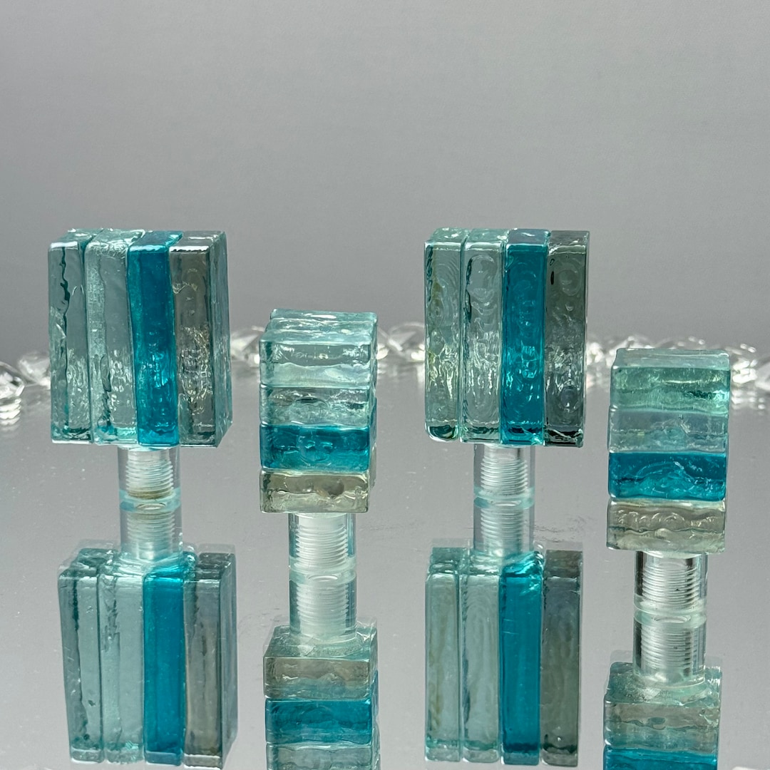 Handmade Multicolor blue and Gray Mosaic Glass Tile Finials Artisian ...