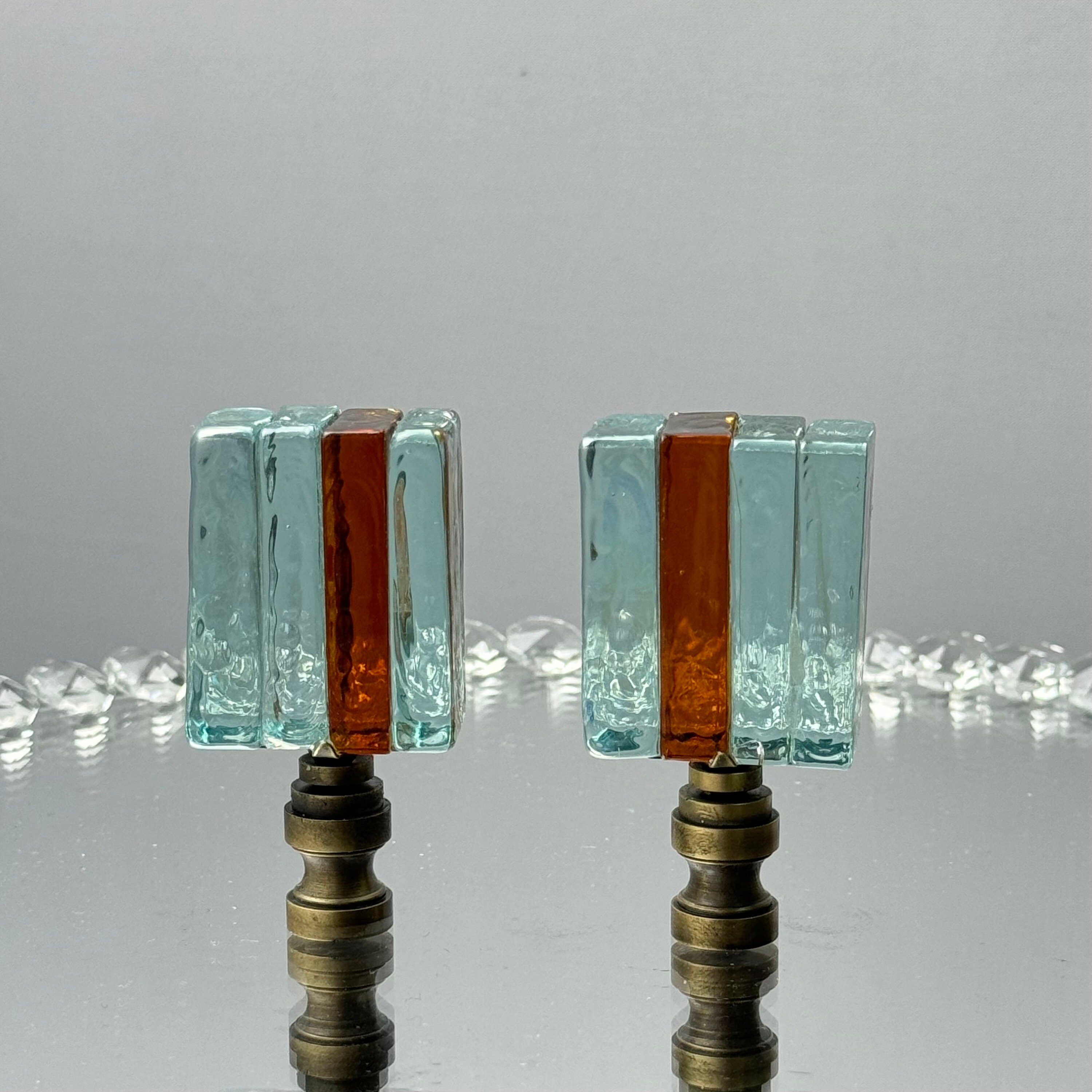 Handmade Multicolor amber on Clear Mosaic Glass Tile Finials Artisian ...