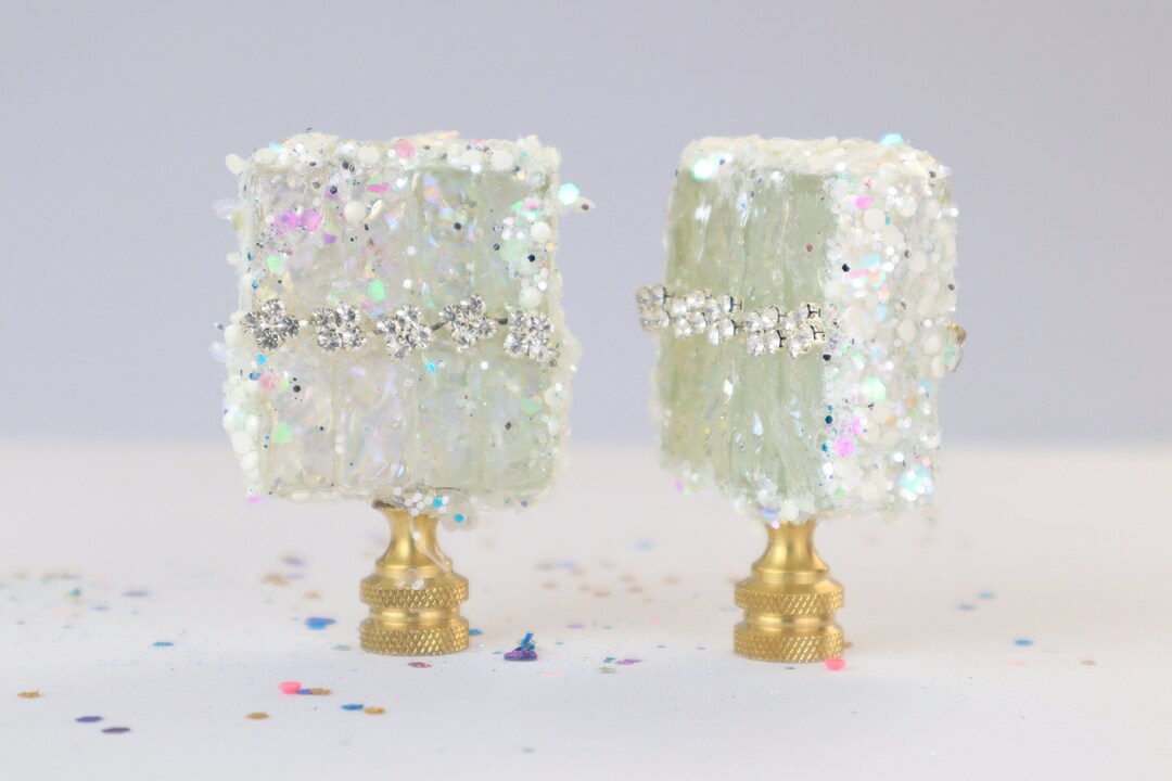 Handmade White Diamond Finials Set - Lamp Accessories - Lamp Decor ...