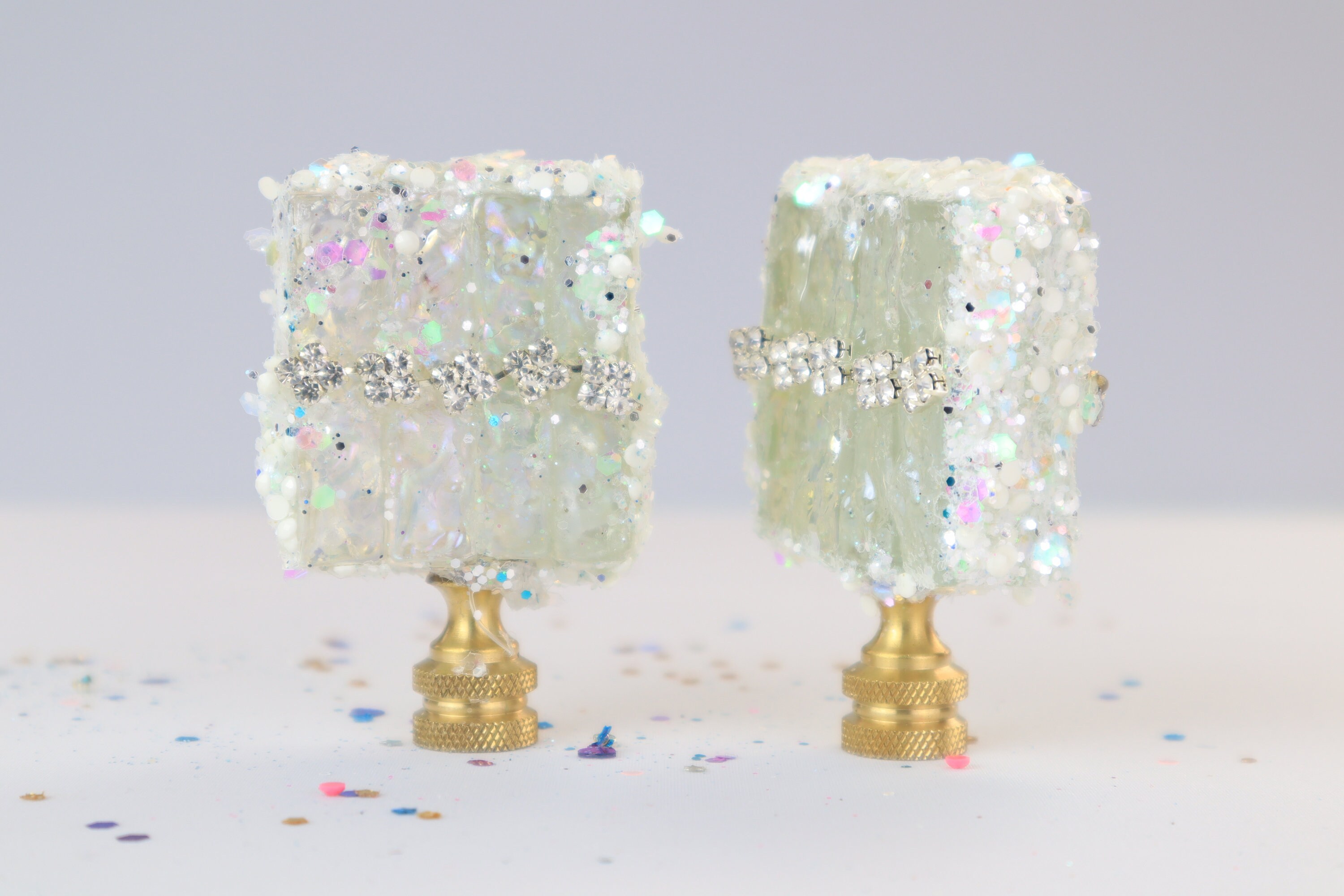 Handmade White Diamond Finials Set Artisan Finials Lamp Accessories ...