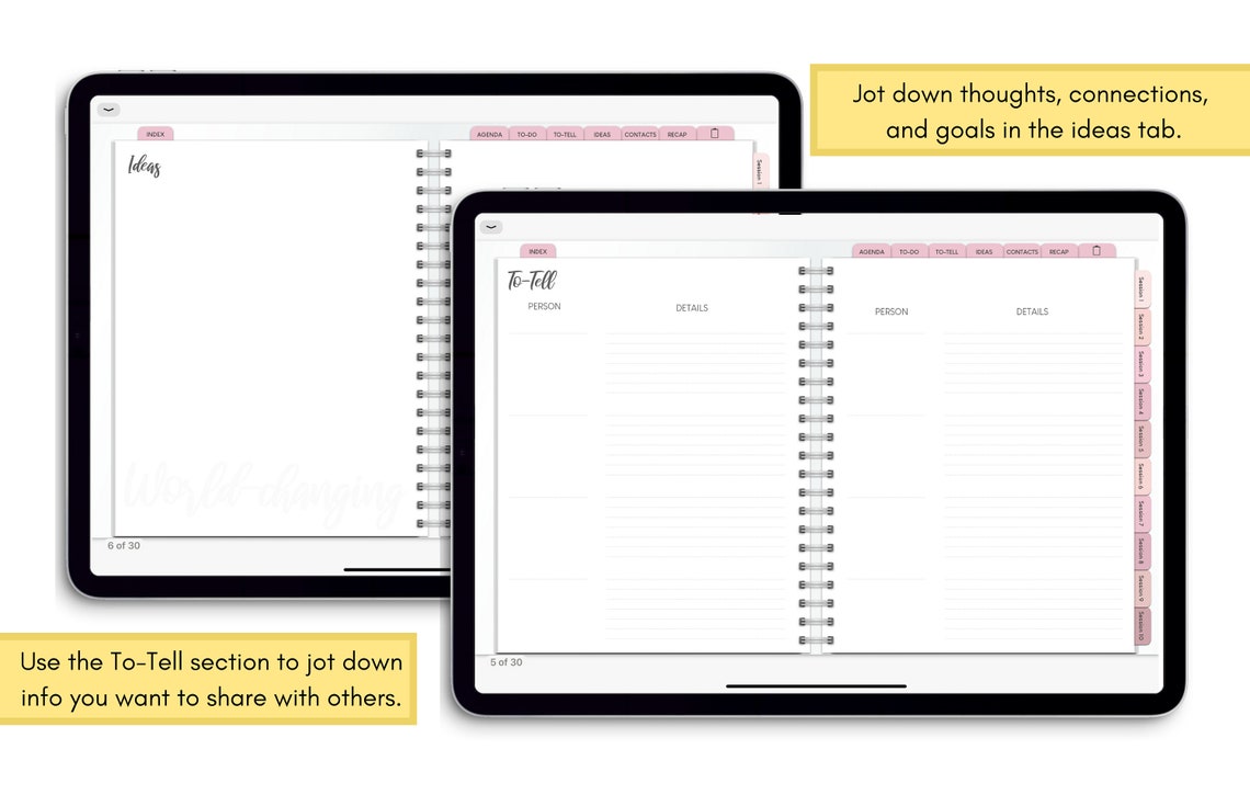 Digital Notebook for Conference & Event Attendees, Goodnotes Notebook ...