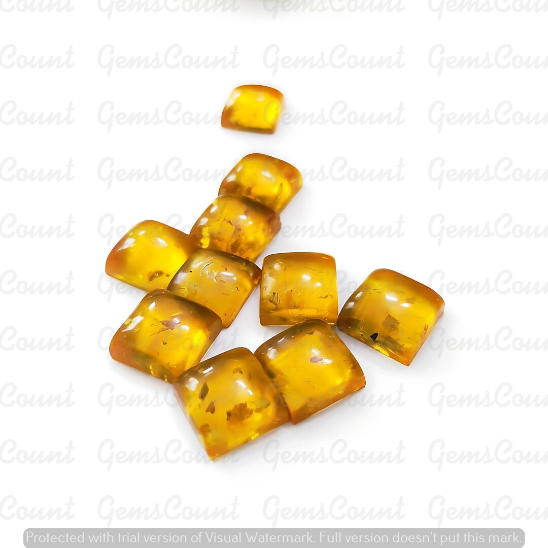 Natural Baltic Amber Square Shape Gemstone ,AAA Quality Calibrated ...
