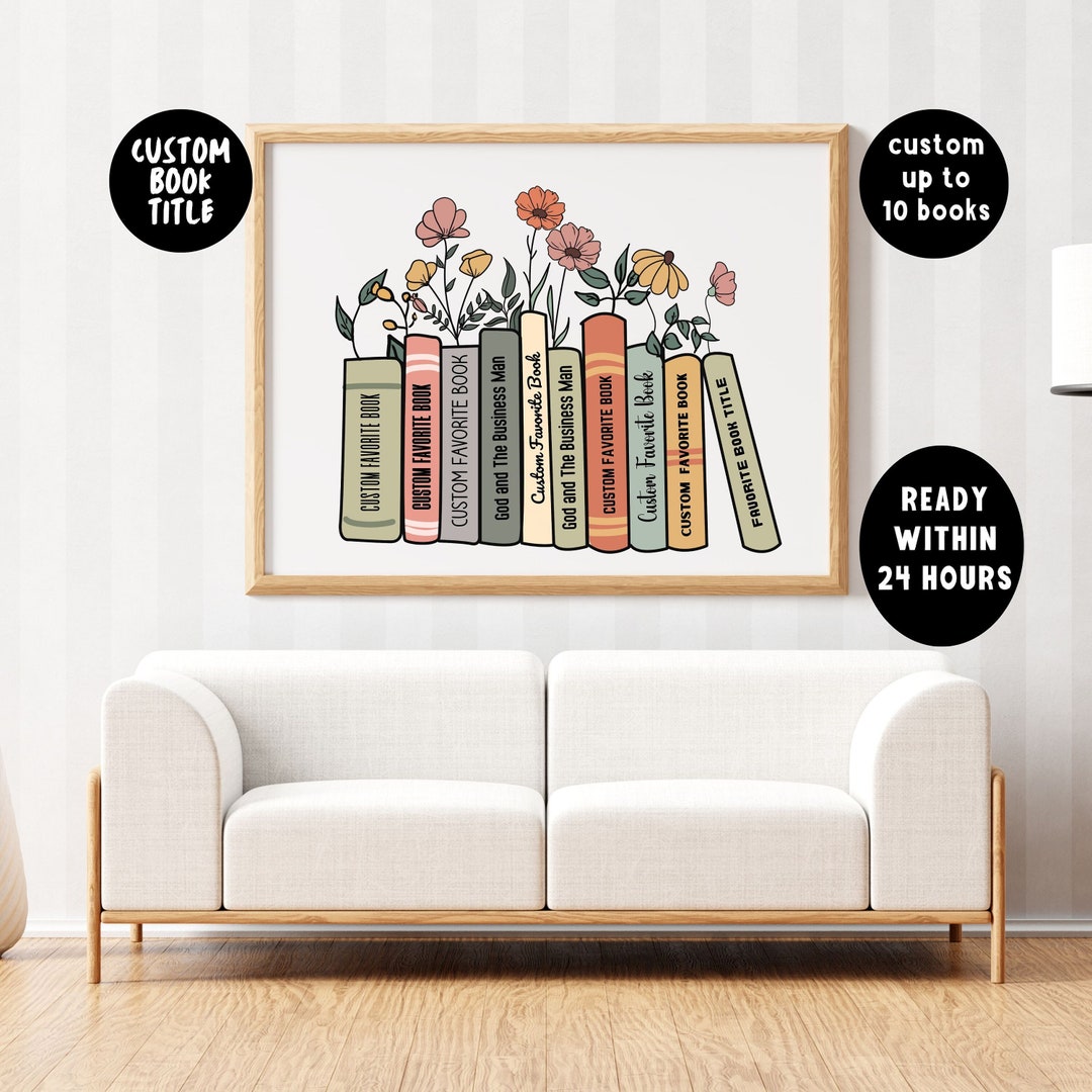 Custom Favorite Book Title Wall Art Digital Print Gift for Book Lovers ...