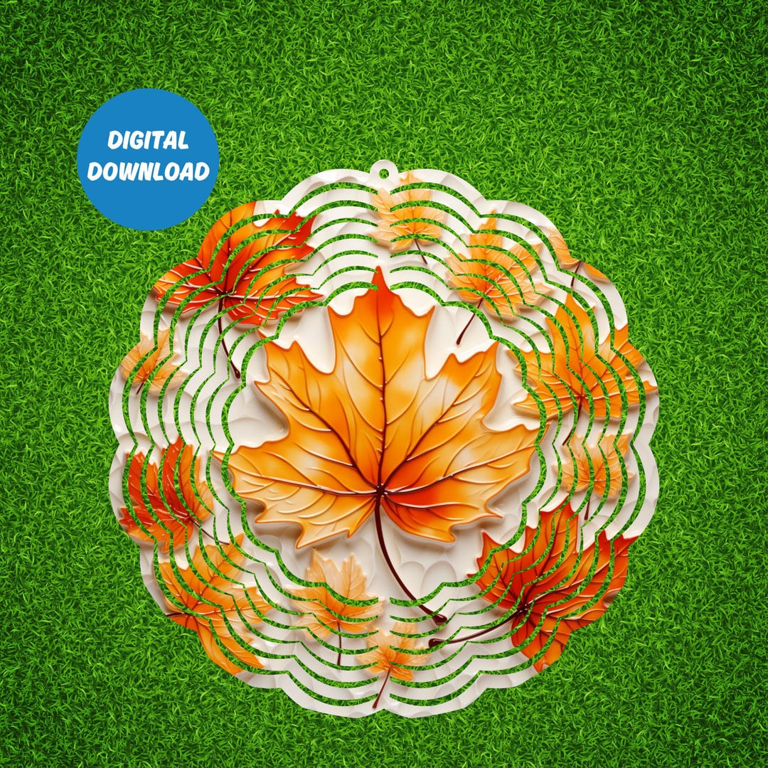 Thanksgiving Wind Spinner Sublimation Design Template, Maple Leaf Fall ...