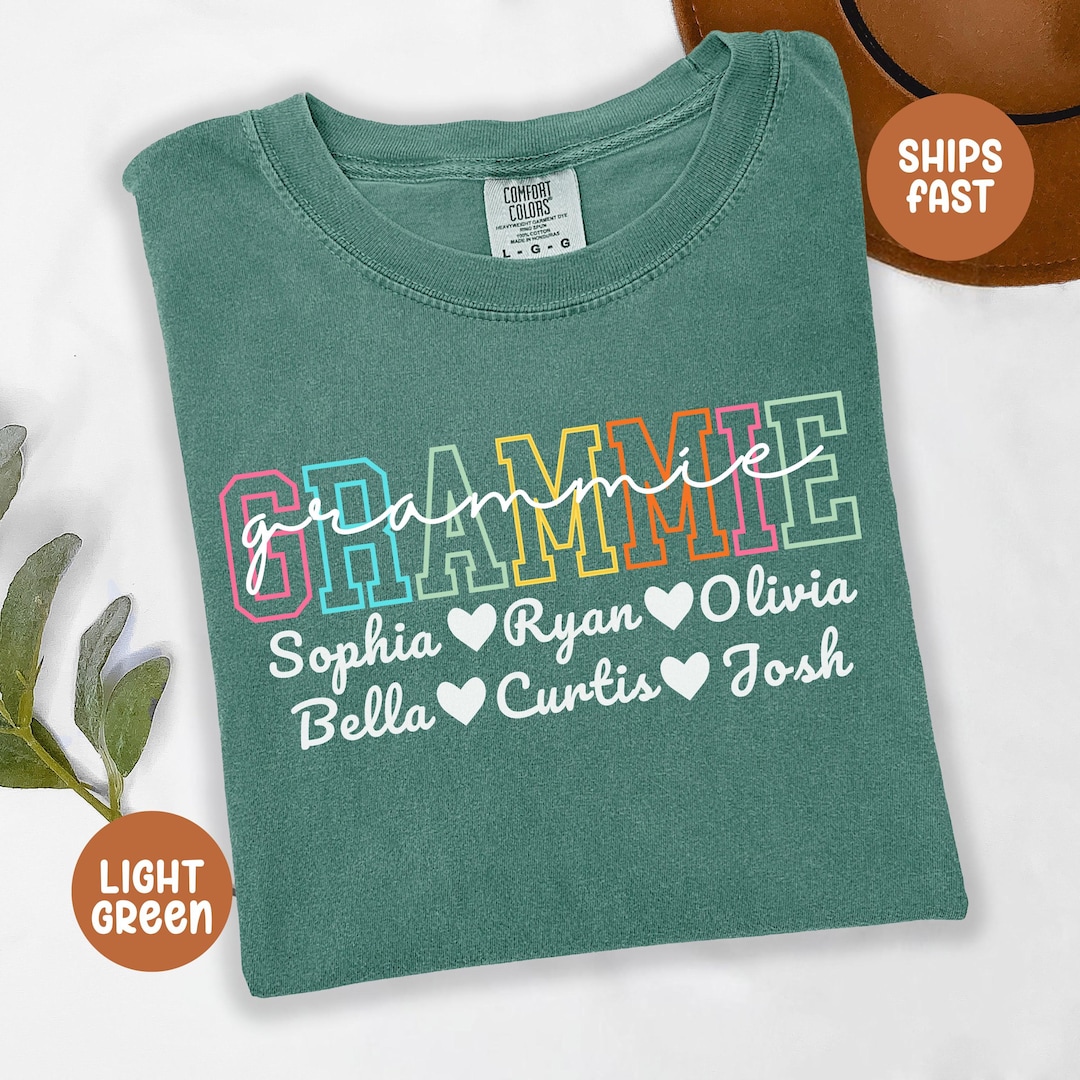 Custom Grammie Kids Names Comfort Colors Shirt, Cute Lolli Tee-shirt ...