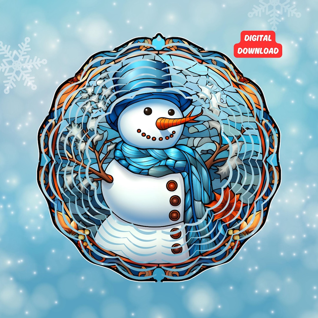 Christmas Snowman Wind Spinner Sublimation Design, Instant Download ...