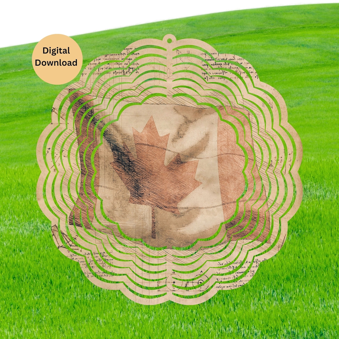 Retro Canada Maple Flag Wind Spinner PNG Sublimation, Digital Patriotic ...