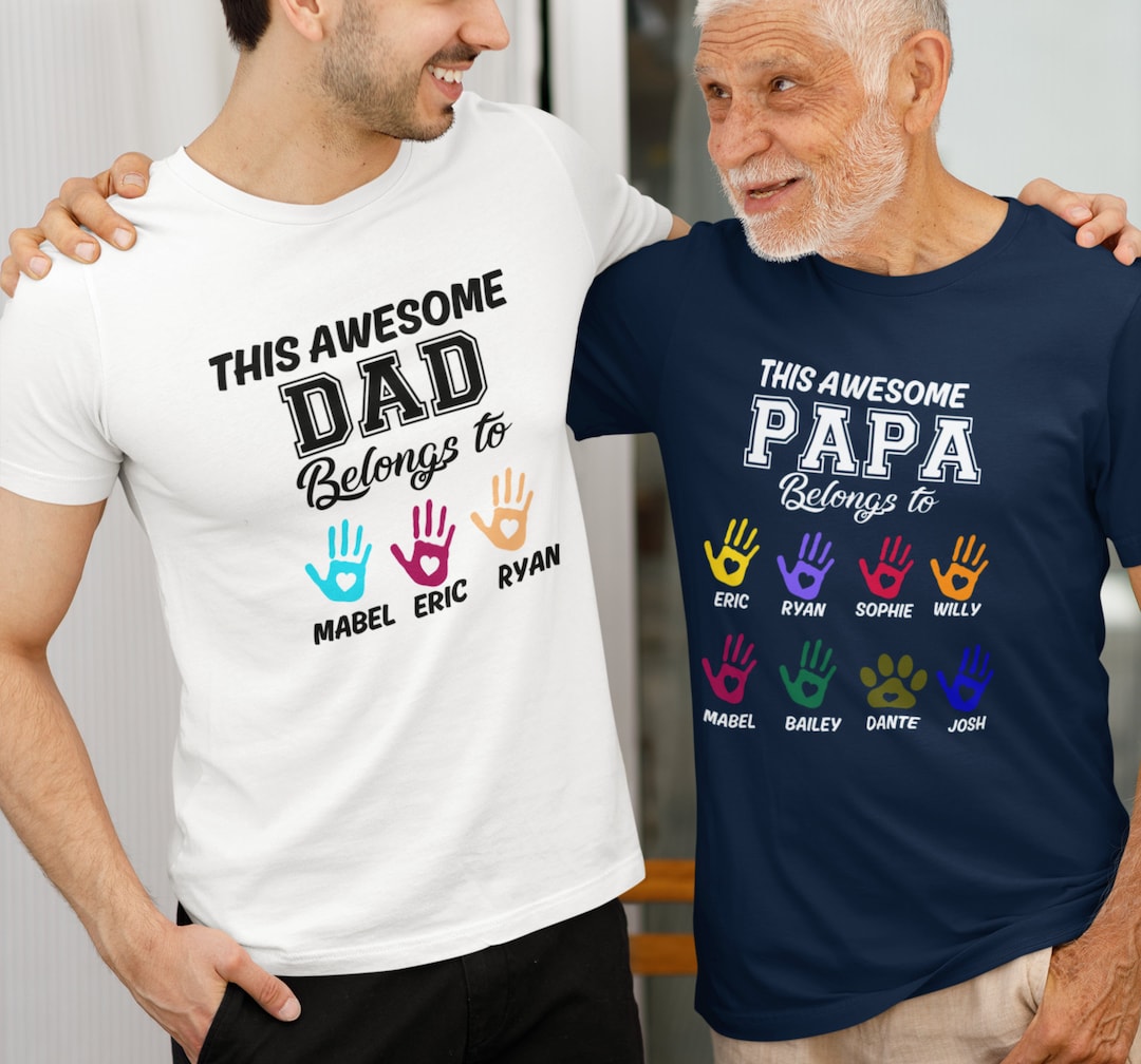 Personalized Dad Grandpa Papa Belongs to Kids Handprint Name T Shirt ...