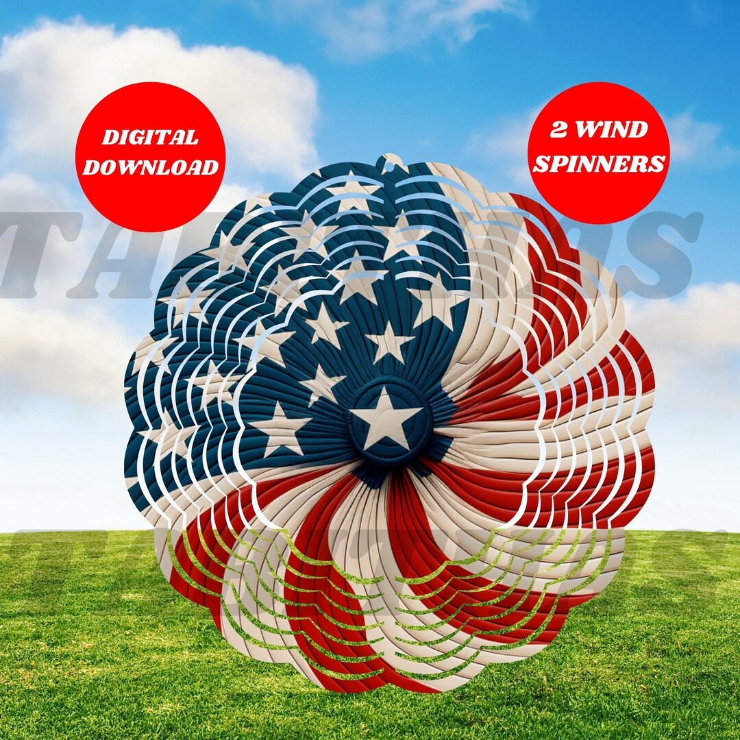 American Flag Wind Spinner Sublimation Png Design, Patriotic Wind ...