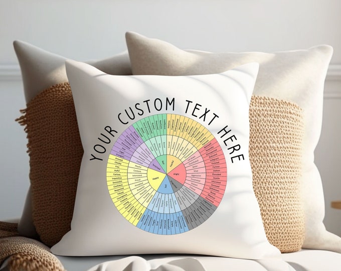 Wheel of Emotions Feelings Chart Pillow Covers, Mental Health Support ...